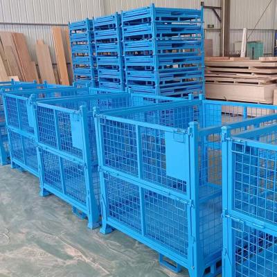 China Customized Size Steel Pallet Box Stackable Design For Warehouse Storage for sale