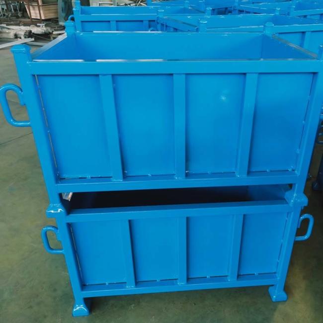 Close-up of metal box pallet construction