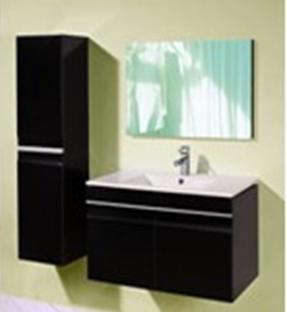 China Gabinete de cuarto de baño de la laca de Matt, gabinete de cuarto de baño negro, vanidad moderna, gabinete de cuarto de baño del MDF en venta