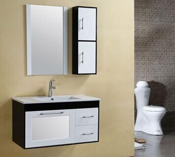 China gabinete de cuarto de baño caliente de la venta, alto gabinete de cuarto de baño brillante del PVC, vanidad montada en la pared en venta