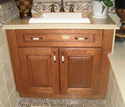 China La vanidad de madera sólida del roble, gabinete de cuarto de baño de madera, piso instaló el gabinete de cuarto de baño en venta