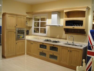 China Armario de cocina de madera sólida del color ligero, muebles de madera. Muebles americanos del estilo de Norht en venta