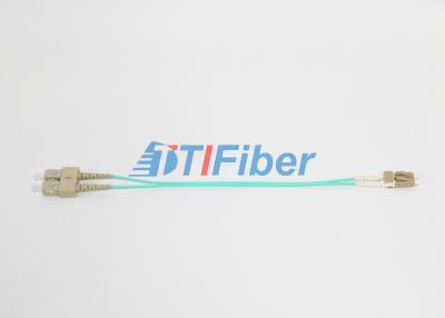 China Van het de Vezel Optische Flard van LC OM3 50/125um de Duplex van het Koordaqua van de Kleurenlc Kabel van het de Vezelflard van Sc Te koop