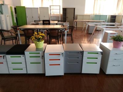 China Mobile pedestal cabinet FYD-H001 with cushion,white color/3 section slideway,drawer fully open,Non knocked down for sale