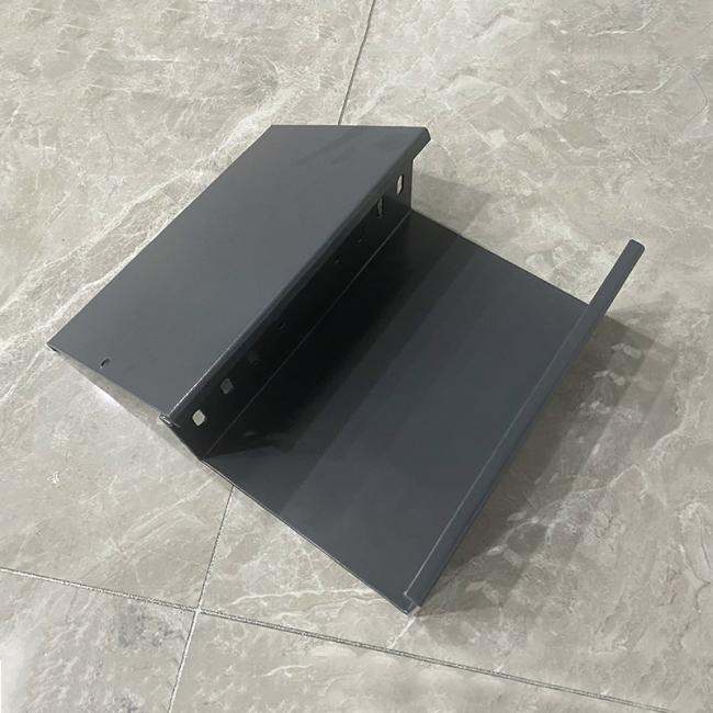 Rectangular steel cable tray showing integrated channel design and mounting points