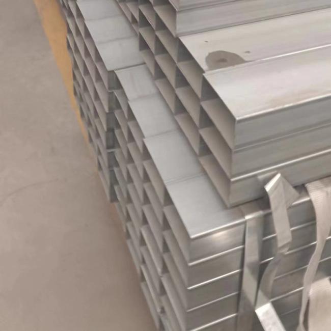 Close-up of galvanized steel pipe surface texture
