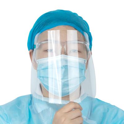 Cina In Stock Anti-fog Clear protective full face shield with glasses frame in vendita