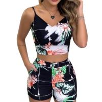 Quality Women'S Hot Shorts Printed Blouse Set Summer 2 Piece Outfit With Wool Fabric for sale