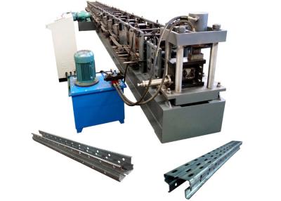 China 380V / 50Hz Cable Tray Roll Forming Machine For Shelving Upright Column Making for sale