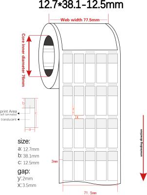 Κίνα 120,7*28,1-12,5 mm,1.5mil Λευκή Ματ Διαφανής Ανθεκτική στο νερό Ετικέτα καλωδίου βινυλίου προς πώληση