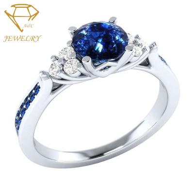 Cina Diamond Sapphire Engagement Rings Environmental Copper in vendita
