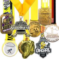 Quality Die Cast Custom Gold Medals Personalised 5k Running Medals With Ribbon for sale