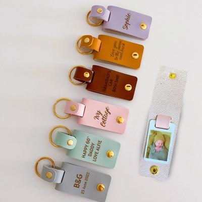 중국 맞춤형 가죽 키 체인 사진 키 링 가죽 DIY 키 체인 생일 크리스마스 선물 판매용
