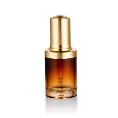 Cina bottiglia cosmetica del contagoccia di 35g Amber Oval PETG con il logo di timbratura caldo per il siero in vendita
