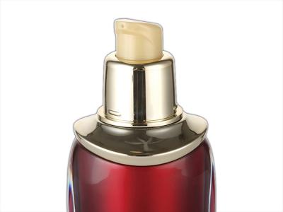 中国 50ml 100mlの赤い楕円形のローション ポンプびんのスキンケアのためのプラスチック アクリルの化粧品の血清のびん 販売のため