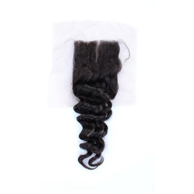 China Sale High Quality Peruvian Human Hair  Deep Wave  No Tanle No Shedding Top Lace Closure for sale