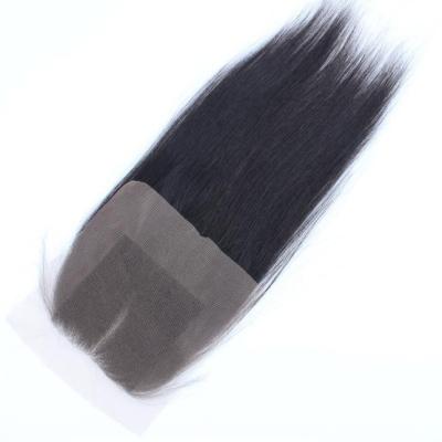 China 2016 100% unprocessed swiss round lace closure with middle parting 4*4 brazilian hair for sale