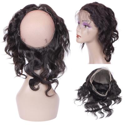 China Virgin Brazilian lace band frontal 360 Lace Frontal 22X4X2 with elstic black band for sale