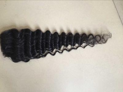 China 130 Density Indian Remy Hair 4*4 Deeo Wave Lace Frontal Closure Factory Price for sale