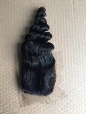 China 130 Density Indian Remy Hair  Loose Wave Lace Closure Free Style for sale