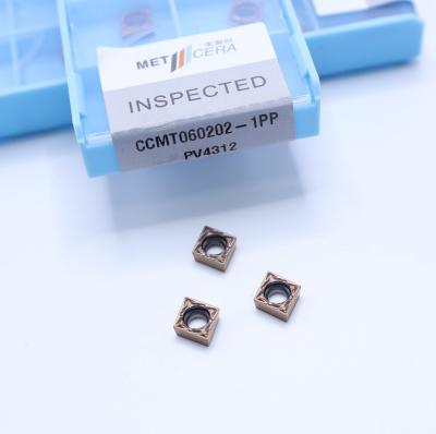 China Herramienta de corte de carburo de giro interno CCMT060202-1PP con resistencia a la fractura de grado PV4312 en venta