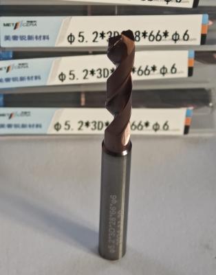 China Perforación de carburo sólido 3D / 5D recubierta con refrigerante externo G φ5.2 x 3D x 28 x 66 x φ6mm Herramienta de corte en venta