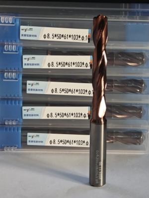 China Hardheid van de boor HRC55-60 3D-boor / 5D-boor G-interne koelmiddelboor- 5D Φ8.5 X 5D X 61 X 103 X Φ10mm Solid Carbide Te koop