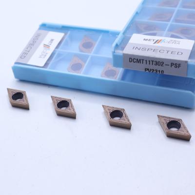 China Indekseerbare Cermet-draaiinzet, PVD-gecoate interne draaiinzet, afwerkingschipbreker DCMT11T302, Bronzen kleur Te koop