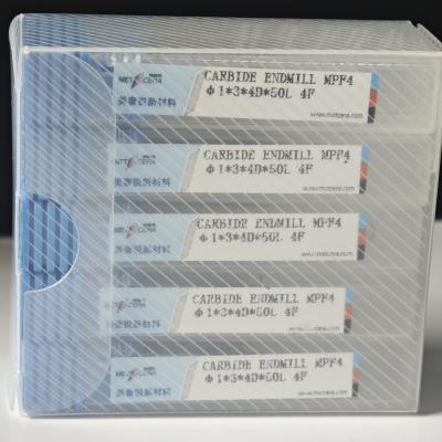 China MPF4 Solid Carbide 4 Flutes Flat End Mill 1 mm voor het snijden van koolstofstaal Φ1x3x4Dx50mm Te koop