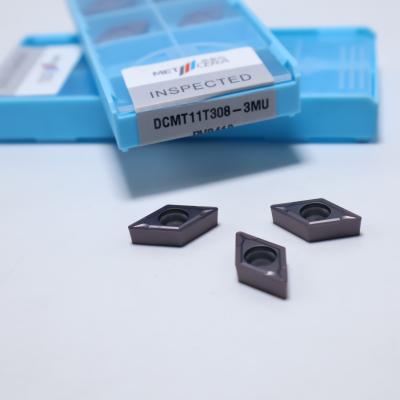 China DCMT07 DCMT11T3 55° Rhombic Carbide Turning Inserts for Steel, Stainless Steel, Positive Insert in 3MU chipbreaker for sale