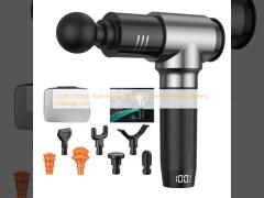 Quiet Carbon Fiber Massager Gun 5 Levels 4 Heads Battery Massage Gun