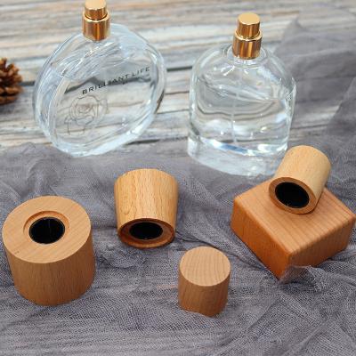 China Natural Solid Wood Cylinder Type Perfume Bottle Cap With bottle for sale