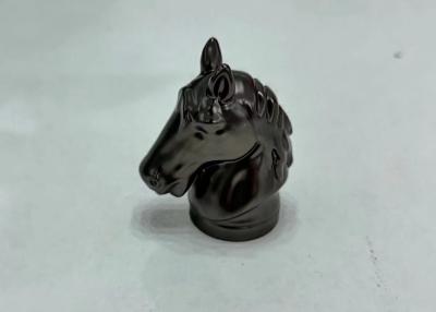 China Shiny Black Horse-Shaped Perfume Bottle Caps Lids Customized Zinc Alloy Cover for sale