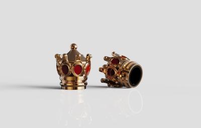 중국 반짝이는 금 맞춤형 왕관 모양 Zamak 향수 캡 주황 향수 병 캡 판매용