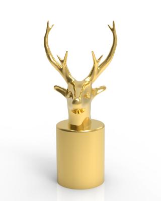 China Zinc alloy deer head animal perfume cover Golden perfume cap for sale