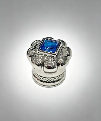 China Luxury Zamak Perfume Cap with Brilliant Blue Gemstone - Premium Bottle Closure for sale