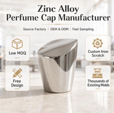 China Mirror Finish Zamak Perfume Caps with Polished Beveled Surface and Customizable Logo for Luxury Perfume Bottles for sale