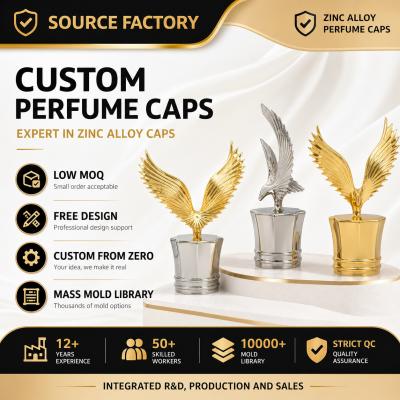 China Custom Eagle Shape Zamac Perfume Bottle Cap   Luxury Zinc Alloy Screw Perfume Lid, Personalized Metal Cosmetic Bottle Caps Factory Wholesale for sale
