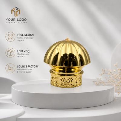 China Luxury Embossed Zamac Perfume Cap Gold Electroplated Crown Shape Zinc Alloy Perfume Bottle Lid Custom Logo Fragrance Packaging Cap Factory Wholesale for sale
