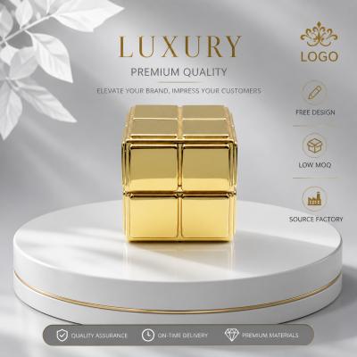 China Mirror Gold Rubik Cube Grid Square Zinc Alloy Perfume Cap Custom Embossed Block Metal Fragrance Lid For Luxury Designer Empty Glass Perfume Bottle for sale