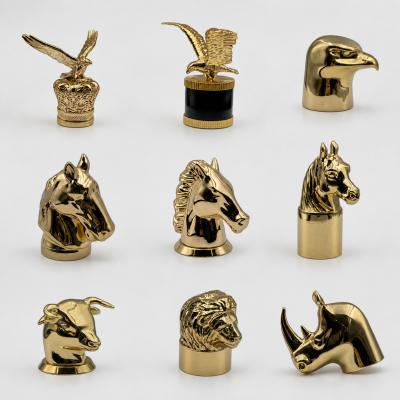 China Luxury Gold Plated 3D Animal Sculpture Zamac Perfume Cap, Eagle Horse Lion Bull Rhino Animal Head Metal Perfume Closure Custom Logo For Arabic Men Perfume Bottles for sale