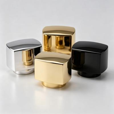 China Factory Wholesale Rounded Cube Zamac Perfume Cap Chamfered Edge Design Metal Perfume Bottle Cover Gold Silver Black Custom Logo OEM for sale