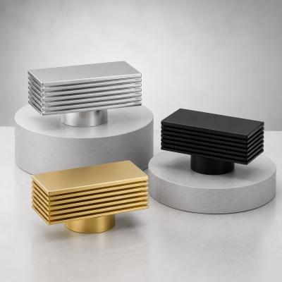 China Factory Wholesale Multi‑Layer Stacked Rectangular Zamac Perfume Cap Horizontal Slab Design Metal Perfume Bottle Cover Custom Logo OEM for sale