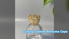 Custom Luxury Zamac Perfume Bottle Caps Gold Rose Design