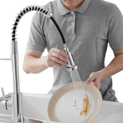 China Deck Mounted Single Handle Pull-Down Kitchen Faucet in Brushed Nickel with Hole Cover for sale