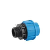 China BSPT Thread Blue Color PP Compression Fitting Coupling for Standard Length Manufactured for sale