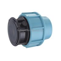 China BSPT Thread Blue Color PP Compression Fitting Coupling for Standard Length Manufactured for sale