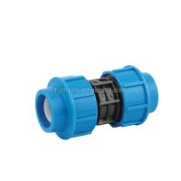 China BSPT Thread Blue Color PP Compression Fitting Coupling for Standard Length Manufactured for sale