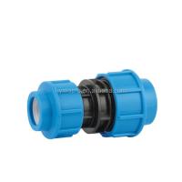 China BSPT Thread Blue Color PP Compression Fitting Coupling for Standard Length Manufactured for sale