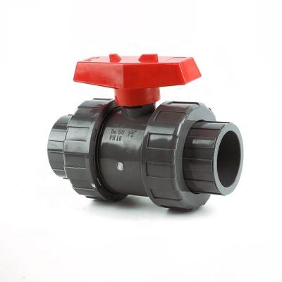 China Hoogdruk PVC enkelvoudig kogelklepwitgrij voor het verwerken van loodgieterswerk Te koop